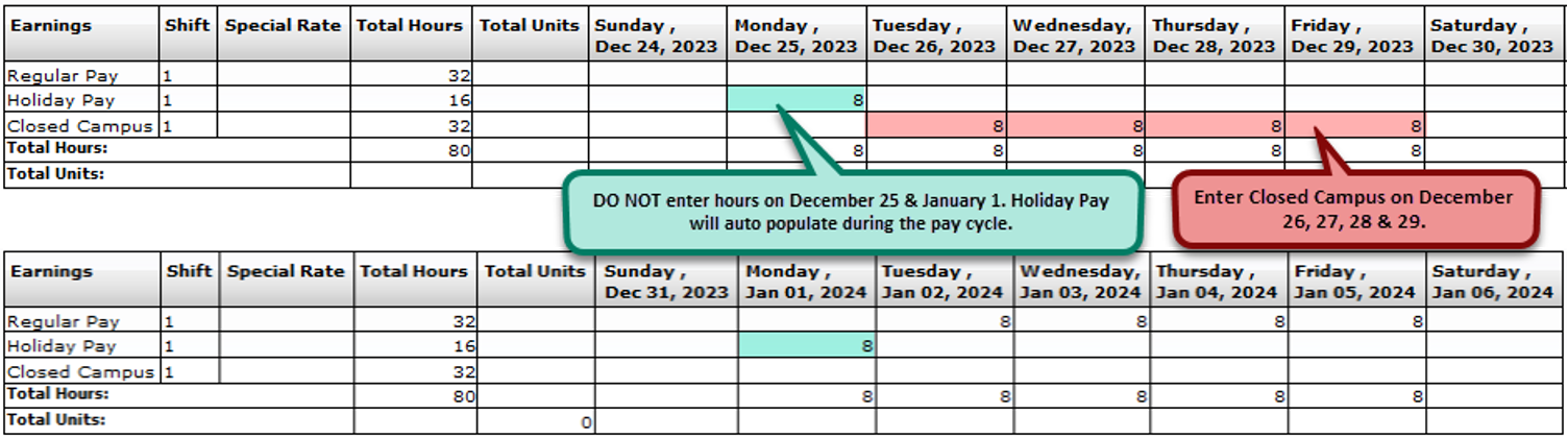 Holiday Time Reporting - Lansing Community College